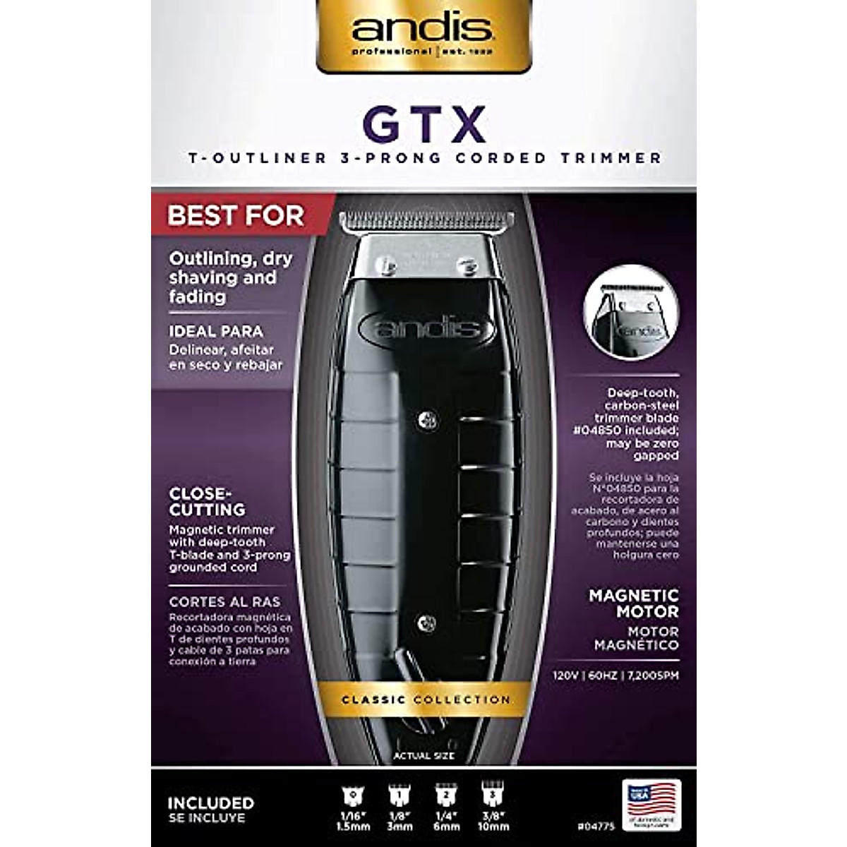 Andis 4775 GTX T-Outliner Trimmer, Black