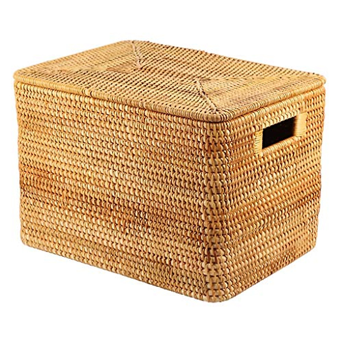 WSZJJ Laundry Basket Rattan Woven Storage Basket Handmade Large Capacity Portable Clothing Storage Box Household,36X26X24cm