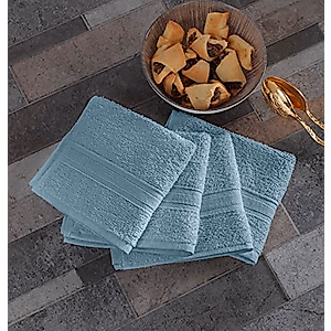 Cotton Fingertip Towels Set - 4 Pack Light Blue Highly Absorbent, Soft Feel Fingertip Towels 11"x17"