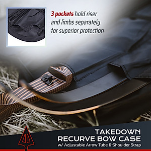 Southwest Archery Universal Takedown Recurve Bow Case | Fully padded foam case includes adjustable Arrow Tube and Large Outside Pocket for Accessories - Perfect for travel