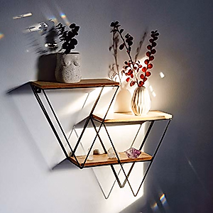 Truu Design Decorative Wall Accent Wooden Floating Shelf, 16 x 17.5 inches, Black - Triangle