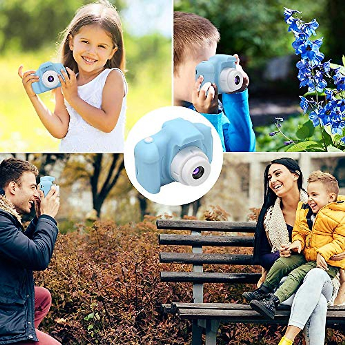 Alician Children Camera, Digital Kids Camera Selfie Camera, Mini SD Video Smart Shooting Digital Camera with 8GB Memory Card for Girls Boys Blue