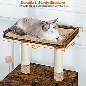 HOOBRO Litter Box Enclosure with Cat Tree Tower, Litter Box Furniture Hidden with Cute Entrance, Private Washroom with Sisal Scratching Posts, Cat Head Door and Large Platform, Rustic Brown BF11MW03