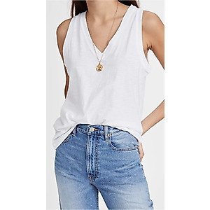 Madewell Women's Whisper Cotton V-Neck Tank, Optic White, S