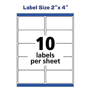 Avery Printable Shipping Labels with Sure Feed, 2" x 4", White, 500 Blank Mailing Labels (8363)