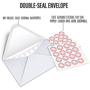 Baby Shower Thank You Cards with Envelopes for Girl. 50 Elephant Pink Thank You Cards Baby Shower with Envelopes for Baby Thank You Notes - Blank Inside Baby Shower Card Pack with Sealing Stickers…