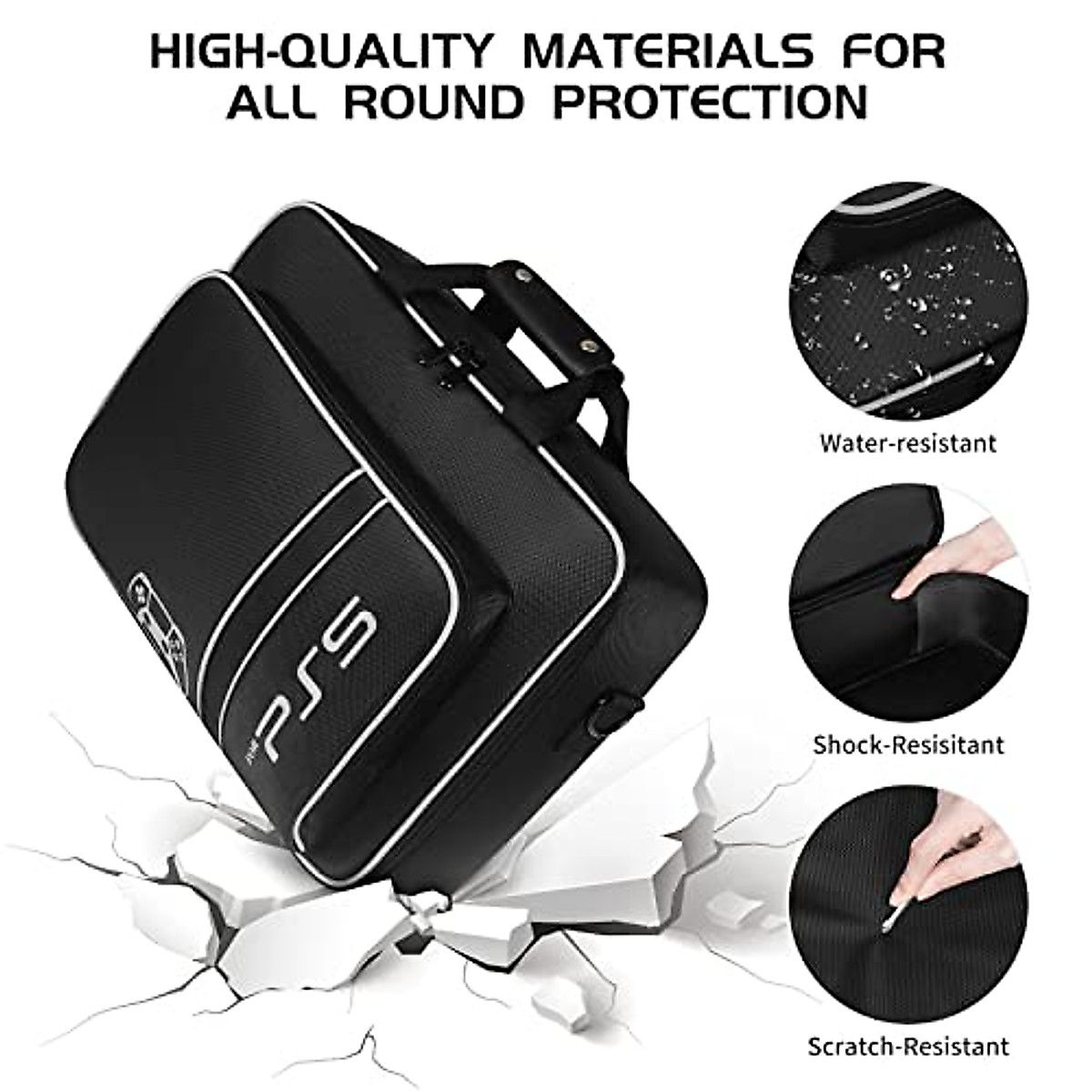 Alltripal Carrying Case Compatible with PlayStation 5 Console, Case Travel Bag & Protective Shoulder Storage Bag Compatible with PS5 Disc/Digital Edition Headset/Controller/Stand/Game Cards & More