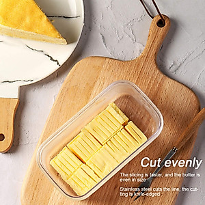 Butter Cutting Box, Butter Block Dish with Lid and Butter Cutter Net Rectangular Storage Box Kitchen Tool, 6.6 X 3.7 X 3.7in