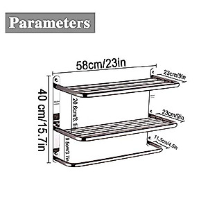 Aiptosy Hotel Towel Rack, 3-Tier Bathroom Shelf with Towel bar - Wall Mounted, 23 Inch, Bright-Polished, SUS304 Stainless Steel