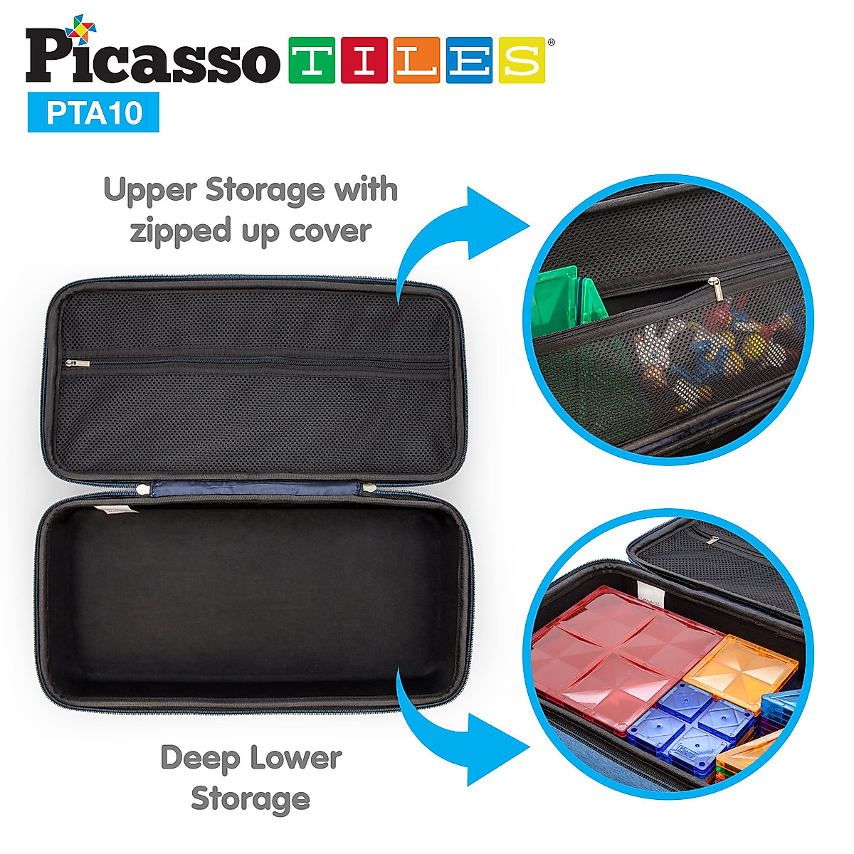 PicassoTiles 100 PC Magnetic Mini Tiles + Carry Case: STEAM Educational Playset for Kids Includes Travel Storage Organizer - Fun Learning, Construction, Engineering, and Sensory Development Gift Idea