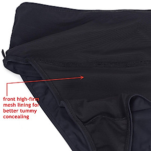 Zohamung Women Mid String Bathing Suit Tie Side Hipster Ruched Full Coverage Low Rise Swimwear Swimsuit Bikini Bottom Black