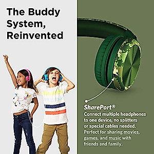 LilGadgets Connect+ Pro Boys Headphones for School - Designed with Kids' Comfort in Mind, Foldable Over-Ear Headset with in-line Microphone, Headphones Wired, Headphones for Kids, Digital Camo