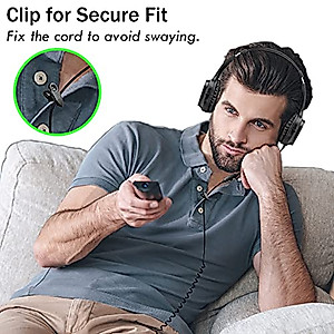 C G CHANGEEK Extra Long Cord Headphones for TV & PC with Volume Control, 18 Feet / 5.5M Extension Spring Coiled Cord, Universal 3.5mm AUX Audio, Wired Over Ear Stereo Headset, CGS-W6