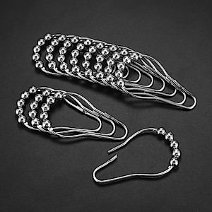 12 Pcs Shower Curtain Hooks Rings, Iron Decorative Rolling Balls Shower Curtain Rod Rings, Shower Curtain Rings for Bathroom Shower Curtain Liner Curtains, Shower Rods Hooks Rings