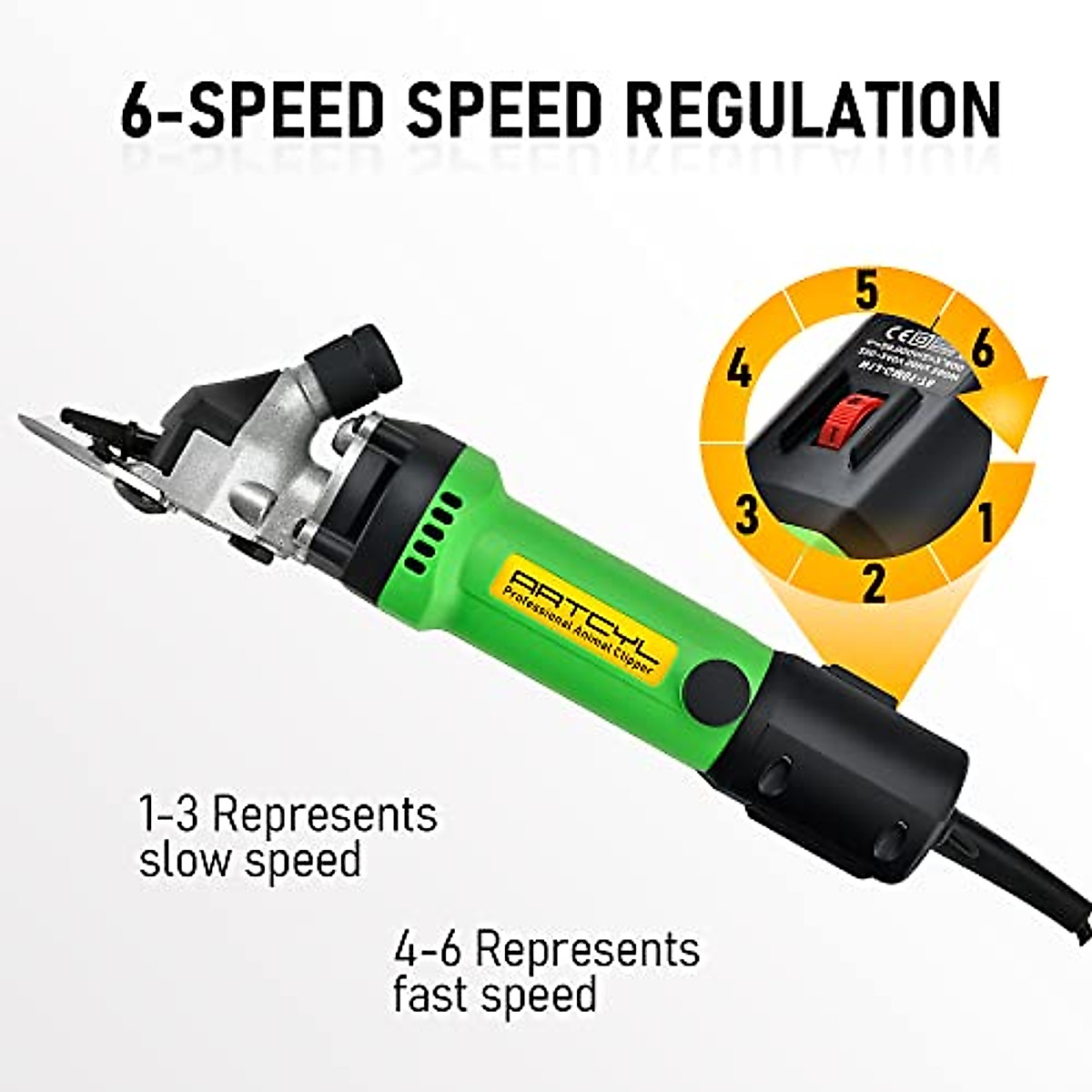 Sheep Shears, 550W Professional Electric Sheep Shears for Dog with Thick Hair, Sheep Clippers Equine Goat Pony Cattle and Large Thick Coat Animals, 6 Speeds Heavy-Duty Farm Livestock Haircut Trimmer