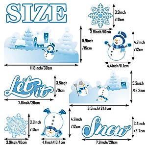 NBjiuyin 48 Pieces Winter Snowman Snowflakes Cutouts with Glue Point Dots Assorted Bule Winter Cartoon Accents Cutouts for School Classroom Bulletin Board Home Decorations (CB-02)