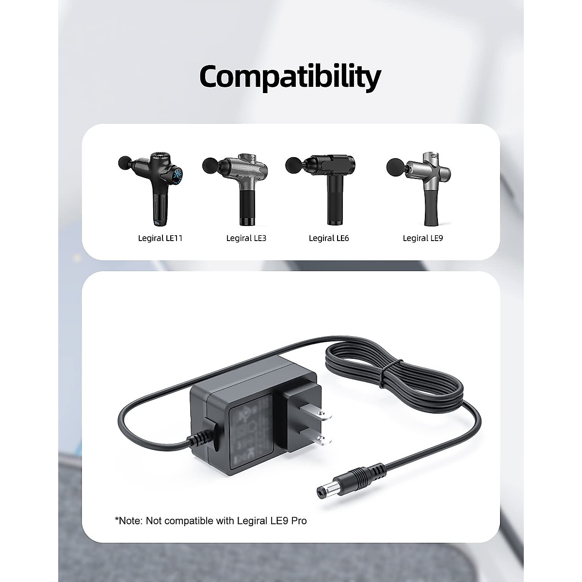 24V Charger Replacement for Legiral Le3 Le6 Le9 Le11 Massage Gun AC Adapter Power Cord Supply