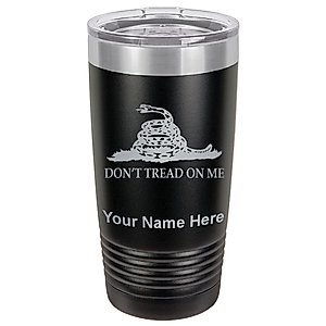LaserGram 20oz Vacuum Insulated Tumbler Mug, Gadsden Flag, Personalized Engraving Included (Black)