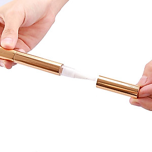 Rocutus 3pcs Refillable Plastic Empty Nail Oil Pen With Brush Gold Twist Bottle Portable Tooth Whitening Gel Cosmetic Container