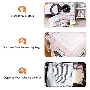Mesh Laundry Bags,Wayzton Delicates Laundry Bags for Lingerie and Underwear with Durable Zipper, Mesh Wash Bags for Clothing Washing, Travel Storage Bags 4 PCS