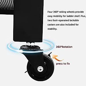 ECOMEX 4-Tier Ladder Shelf Industrial Bookshelf, Ladder Bookshelf Open Storage Rack Wood Ladder Shelf with Metal Frame, Freestanding Storage Shelves for Home Office, Bedroom (Rustic Brown)