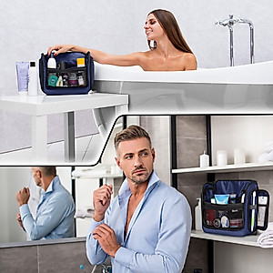 Travel Toiletry Bag for Men and Women - Large Hanging Toiletry Organizer - Waterproof Hygiene Bag with Metal XXL Swivel Hook, with YKK Zippers and 19 Compartments for Toiletries, Makeup, Cosmetics