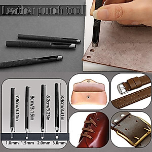 Leather Working Tools Leather Craft Kit and Supplies Upholstery Repair Kit with Waxed Thread Stitching Groover Awl for Punch Stitching, Leather Sewing and DIY Craft Making