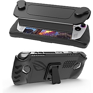 JDDWIN Full Case for ASUS Rog Ally 2023, Protective Handheld Case Skin with Detachable Front Shell Cover and Kickstand for Rog Ally,Shockproof/Non-Slip/Anti-Collision (Dark)