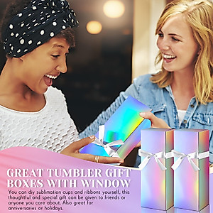 Qilery 24 Pcs Gift Boxes for Sublimation Tumblers Gift Box with Ribbon for 12oz, 20oz, 30oz Heat Press Sublimation Blanks Tumblers Skinny Tumbler Gift Boxes for Shipping Wrapping (Rainbow)