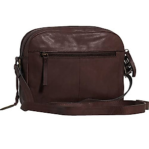 BORN Women's Westgate Crossbody Camera Leather Bag, Chocolate