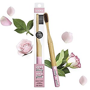 Love Beauty And Planet Manual Toothbrush Soft Vegan Handle, Natural Bamboo Handle, Charcoal Infused Bristles, Vegan Certified x 1