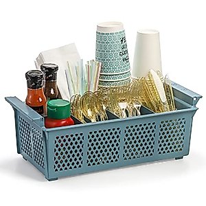 Nicunom Utensil Caddy Silverware Holder with 8 Slots, Kitchen Cutlery Organizer for Spoon, Napkin, Fork, Knives, Cups - Flatware Rack Condiment Caddy for Camping RV BBQ Picnic Party