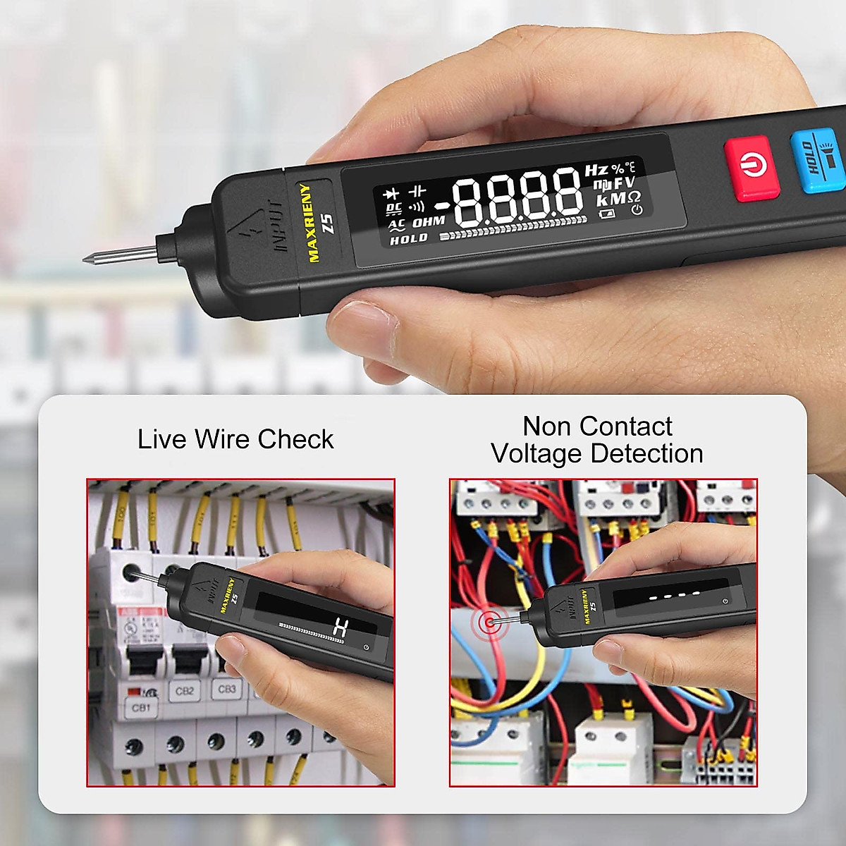 Smart Multimeter Pen Type Digital Multimeter 6000 Counts Portable Electrical Tester with NCV, AC/DC Voltmeter Ohmmeter, Resistance, Live Wire Testers (Z5 Pen Multimeter)