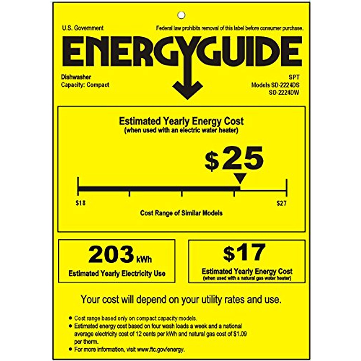 SPT SD-2224DW ENERGY STAR Compact Countertop Dishwasher with Delay Start - Portable Dishwasher with Stainless Steel Interior and 6 Place Settings Rack Silverware Basket for Apartment Office And Home Kitchen, White
