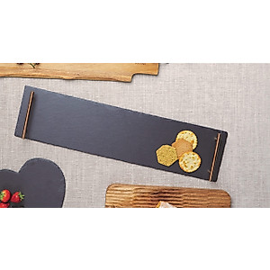 Artesa ARTPLATTERCOP KitchenCraft Slate Serving Tray/Platter with Copper Finish Handles, 60 x 15 cm