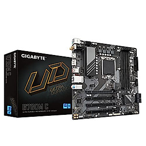 GIGABYTE B760M C (LGA 1700/ Intel/ B760/ Micro ATX/ DDR5/ M.2/ PCIe 4.0/ USB 3.2 Gen 2 Type-C/Realtek Wi-Fi 1GbE LAN/Q-Flash Plus/PCIe EZ-Latch/Motherboard)