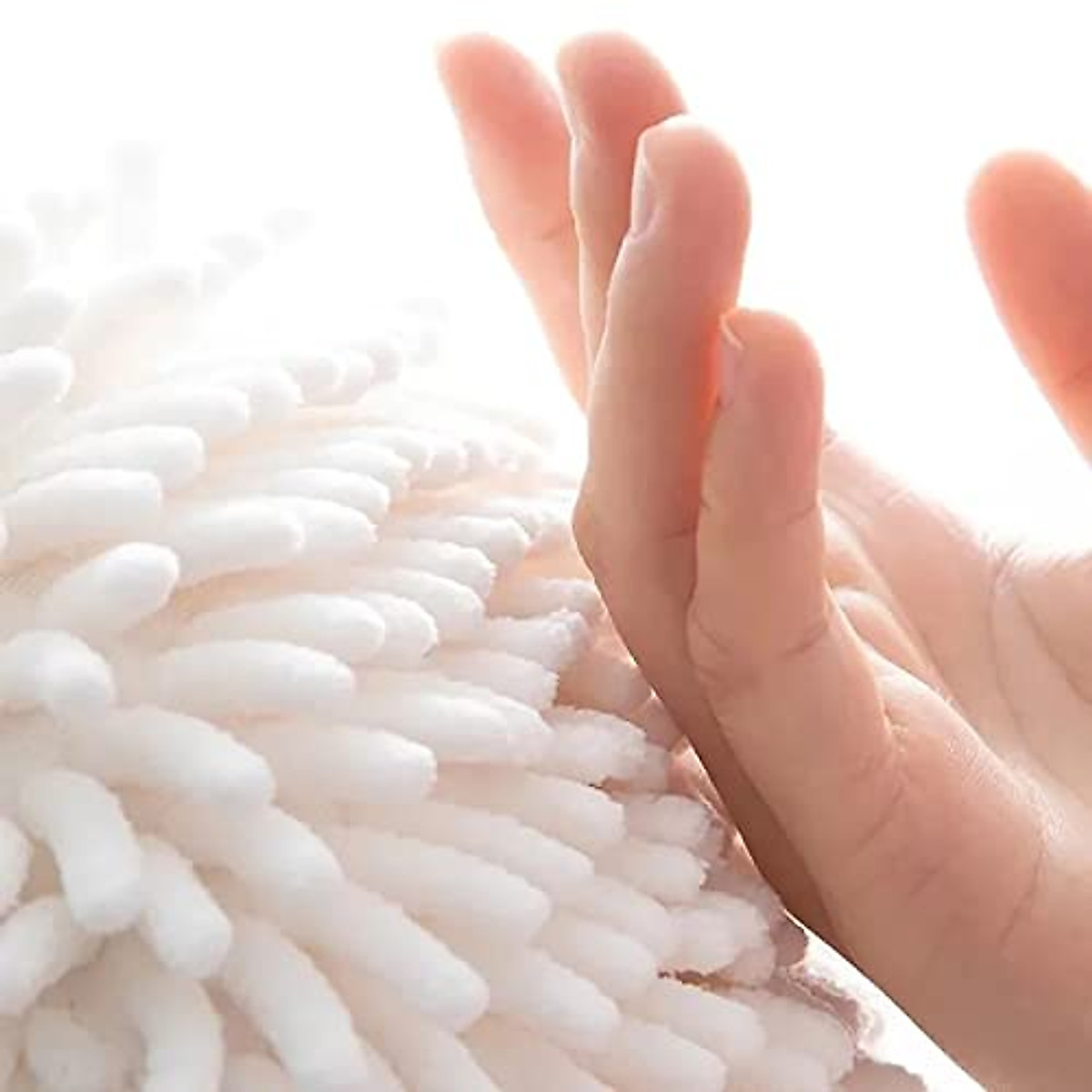 3Pcs Chenille Hand Towels Soft Absorbent Microfiber Hanging Hand Ball Drying Towels Wipe Hand Towel Fast Drying Cleaning Cloth for Kitchen Bathroom White Grey Blue