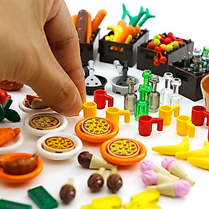 City Food Accessories - Building Block Friends Animals Bricks, People House Kitchen Farm Restaurant MOC Pieces Parts, Classic Party Favors Toys for Boys Girls
