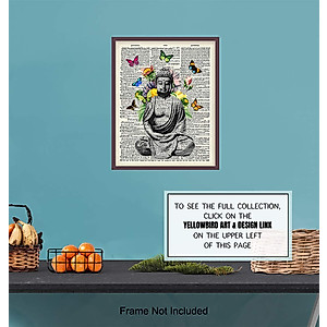 Butterfly Buddha Dictionary Wall Art Print - 8x10 Photo, Home Decor, Meditation Room or Yoga Studio Decoration - Unique Zen Gift - Unframed Poster Picture