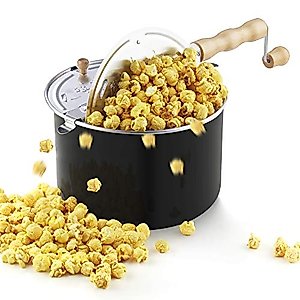 Cook N Home 02700 6-Quart Aluminum Stovetop Popcorn Popper, Black