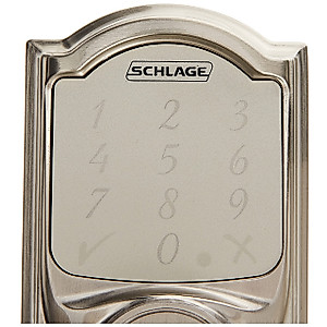 SCHLAGE BE479AA V CAM 619 Satin Nickel Sense Smart Deadbolt with Camelot Trim