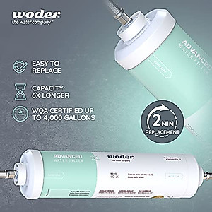 Woder WD-4K-ADV-DC High Capacity USA Under Sink Water Filter w Direct Connect Fittings to Main Water Faucet - WQA Certified 4,000G. Removes Chlorine, Lead, Heavy Metals, Contaminants. Keeps Minerals.