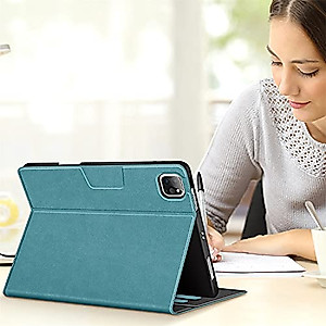 BuKoor iPad Pro 12.9 inch Case 6th/5th/4th/3rd Generation with Apple Pencil Holder, PU Leather Folio Smart Stand Magnetic Clasp Shockproof Cover for iPad Pro 12.9 2022/2021/2020/2018(Tempo Green)