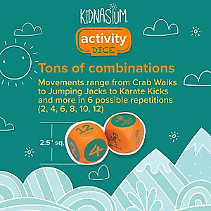 Kidnasium Activity Fitness & Exercise Dice | Fun Educational Classroom Gym Learning Game for Kids 5 and Up | Soft Rolling Cubes for Active Boys & Girls