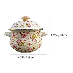 Hemoton 1pc Enamel Amphora Soup Pot Ceramic Cookware Chinese Casserole Pot Nonstick Household Stew Pot Cooking Pot for Stove Top Saucepan with Lid Practical Pot Printing Kitchen Supplies