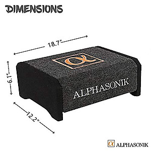 Alphasonik AS10DF 10" 1200 Watts 4-Ohm Down Fire Shallow Mount Flat Enclosed Sub woofer for Tight Spaces in Cars and Trucks, Slim Thin Loaded Subwoofer Air Tight Sealed Bass Enclosure