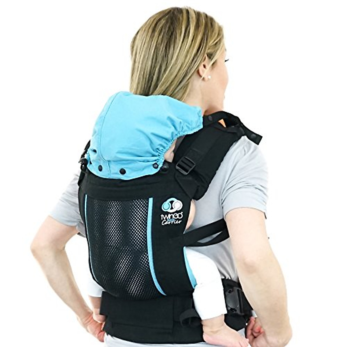 TwinGo Carrier - Air Model - Classic Black - Great for All Seasons - Breathable Mesh - Fully Adjustable Tandem or 2 Single Baby Carrier for Men, Woman, Twins and Babies 10-45 lbs