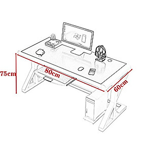 YWDNZ Home Office Desks Computer Desk Furniture/Tempered Glass Computer Desk Desk, X-Shaped Steel Frame Home Office Computer Desk, Workstation, (Color : A)