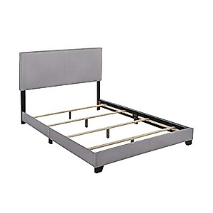 Crown Mark Erin Upholstered Panel Bed in Gray, Queen