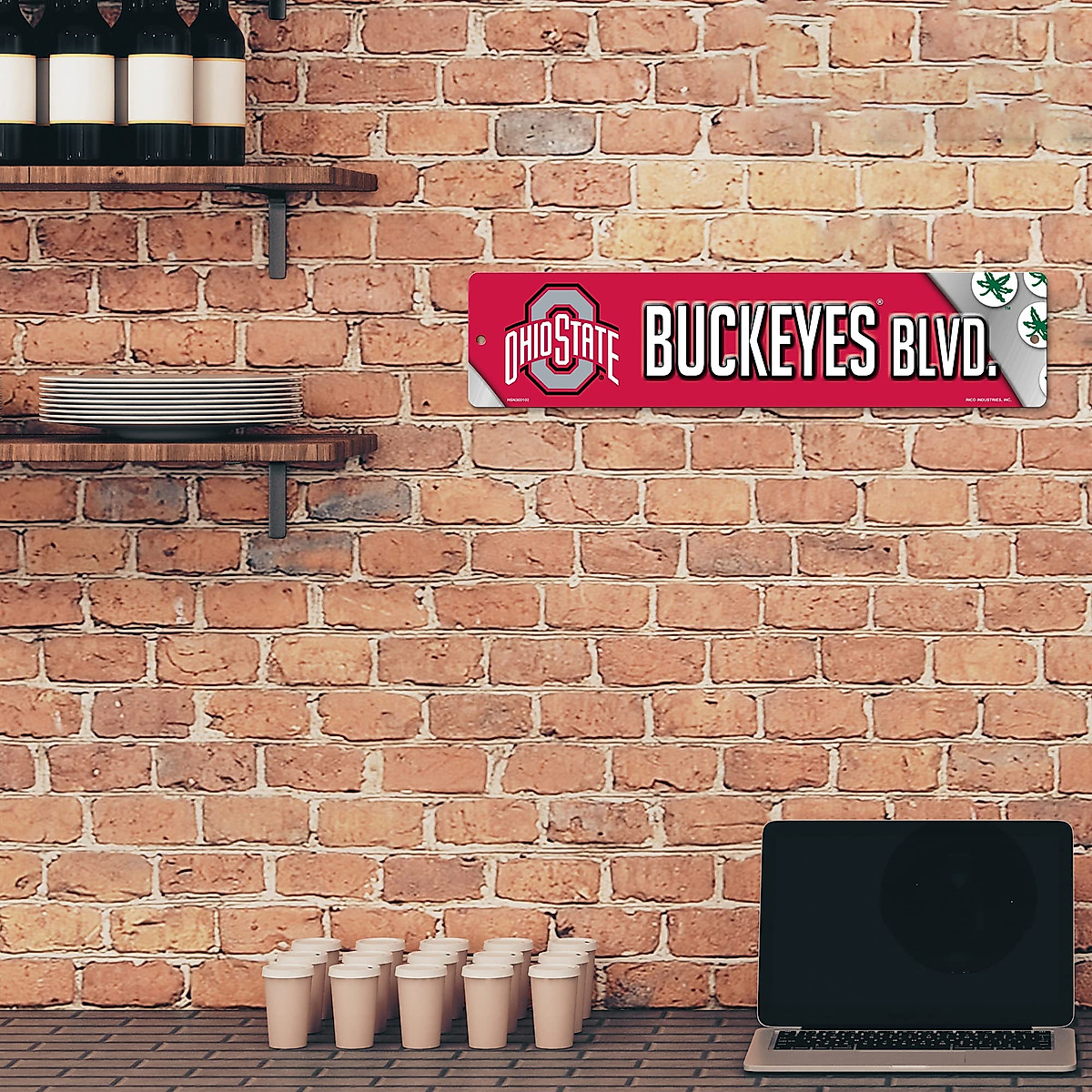 Rico Industries NCAA Ohio State Buckeyes 16-Inch Plastic Street Sign Décor